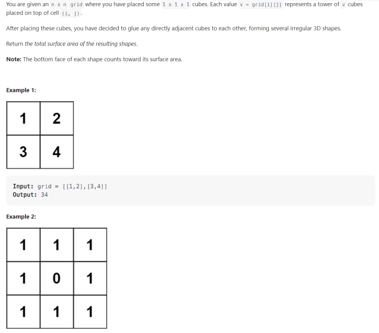 JAVA_Surface Area of 3D Shapes_LeetCode 892 : 네이버 블로그