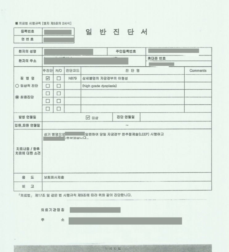 자궁경부 이형성증으로 인한 제자리암 보험금 찾기 광주손해사정 가이드 장한서 네이버 블로그