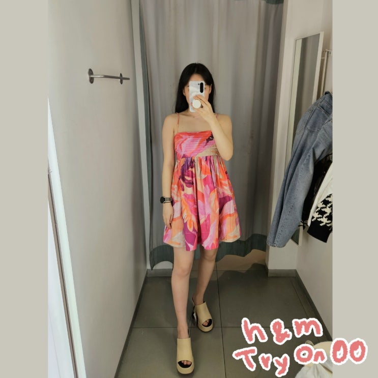 Handm 핑크 슬리브리스 미니 원피스 입어본 후기 휴양지 갈 때 꼭 챙겨야할 쨍한 원피스 네이버 블로그