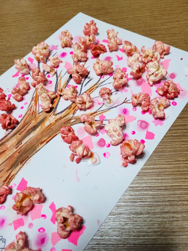 봄맞이 수업 벚꽃팝콘 동화책 연계 도안 나눔 엄마표 미술놀이 파일첨부 네이버 블로그