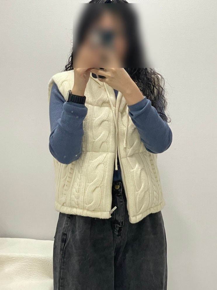 유라고(URAGO) 니트패딩조끼 크림색 리뷰_내돈내산 (Goose down knit padding vest_2colors ...