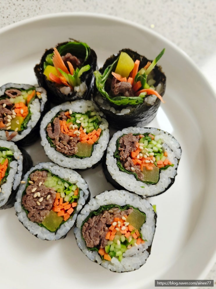 서진이네 불고기김밥 불고기양념 만드는 법 오이 당근 깻잎 김밥 재료 정유미김밥 쌈장 마요네즈 생채소 Feat 쌈장마요