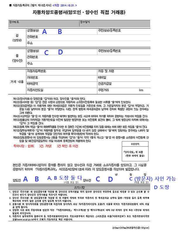 초보운전일기 개인간 중고차 거래 자동차 양도 방법공동명의 양도인양수인 네이버 블로그