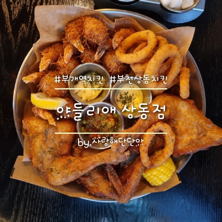인천 부개역 치킨 맛집 야들리애 상동점 넓은 매장 알로하플래터 마늘치킨 네이버 블로그