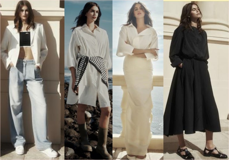 한섬 타임(TIME) 자켓 코트 원피스 4월 데일리룩 9가지,카이아 거버 23SS 캠페인 : 네이버 블로그