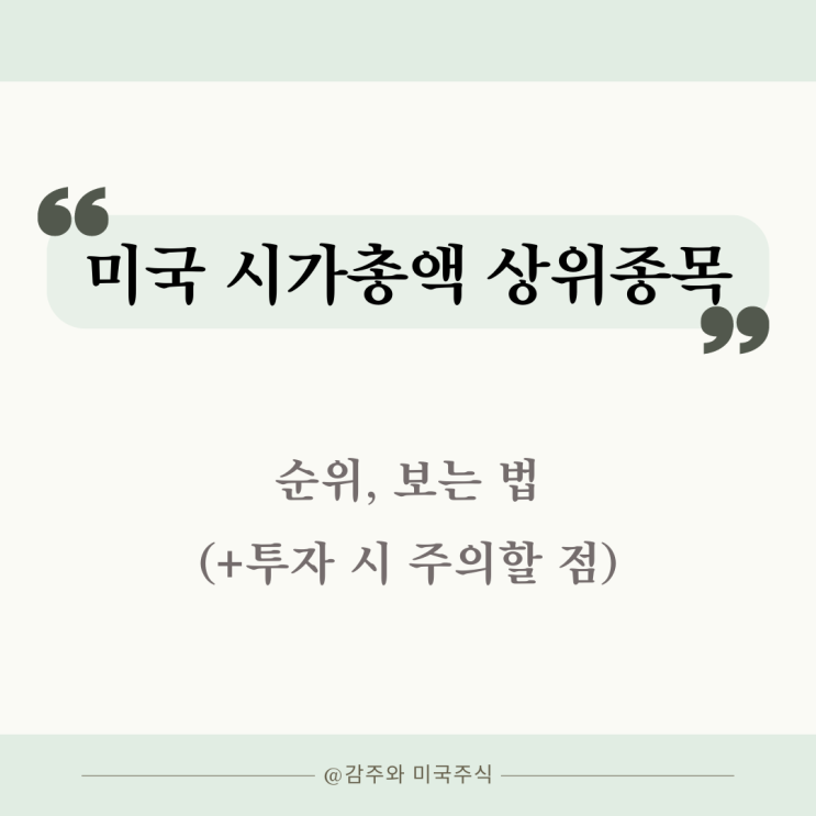 미국 시가총액 상위종목 순위 보는법 투자 시 주의할 점 네이버 블로그