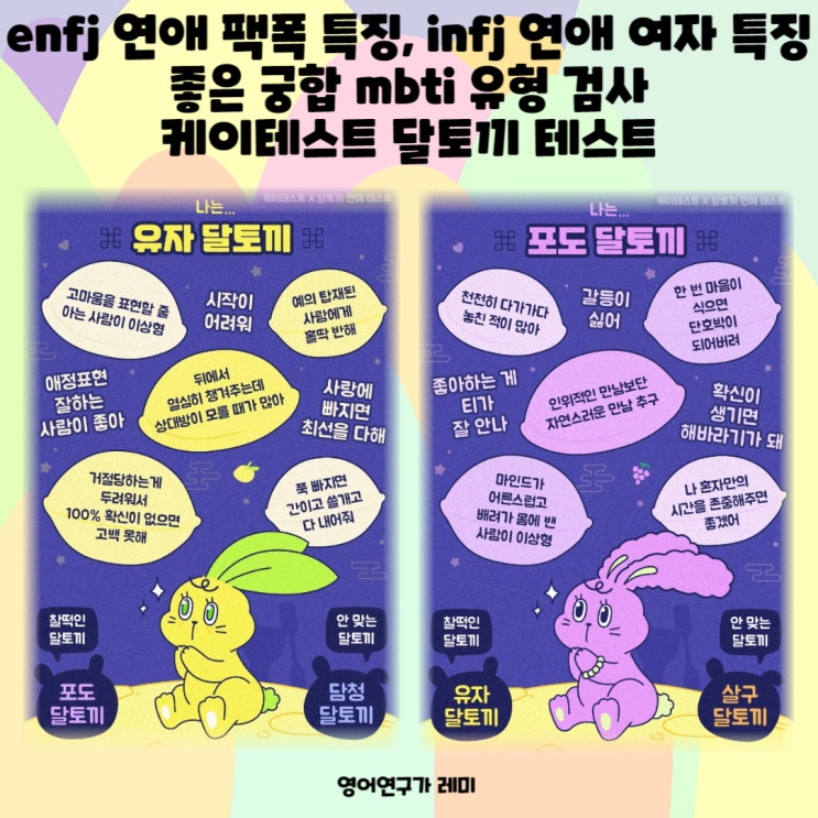 Enfj 연애 팩폭 특징 Infj 연애 여자 특징 좋은 궁합 Mbti 유형 검사 케이테스트 달토끼 테스트 네이버 블로그