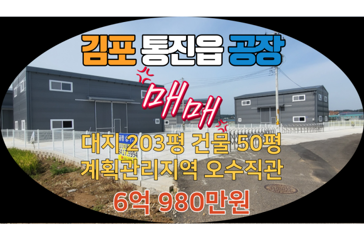 대지 203평 김포 통진 소형 창고 공장매매 건물 50평 계획관리지역 넓은 단독마당 오수직관 네이버 블로그