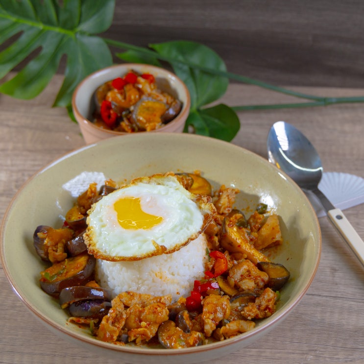 돼지고기 가지요리 한그릇요리 덮밥 굴소스 사용 팬더 굴소스 양념 : 네이버 블로그