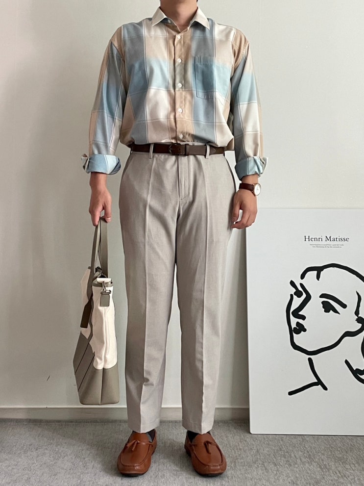 남자 체크셔츠 남방 코디 비즈니스캐주얼 스타일 오피스룩 가을 출근 룩 Ootd 네이버 블로그