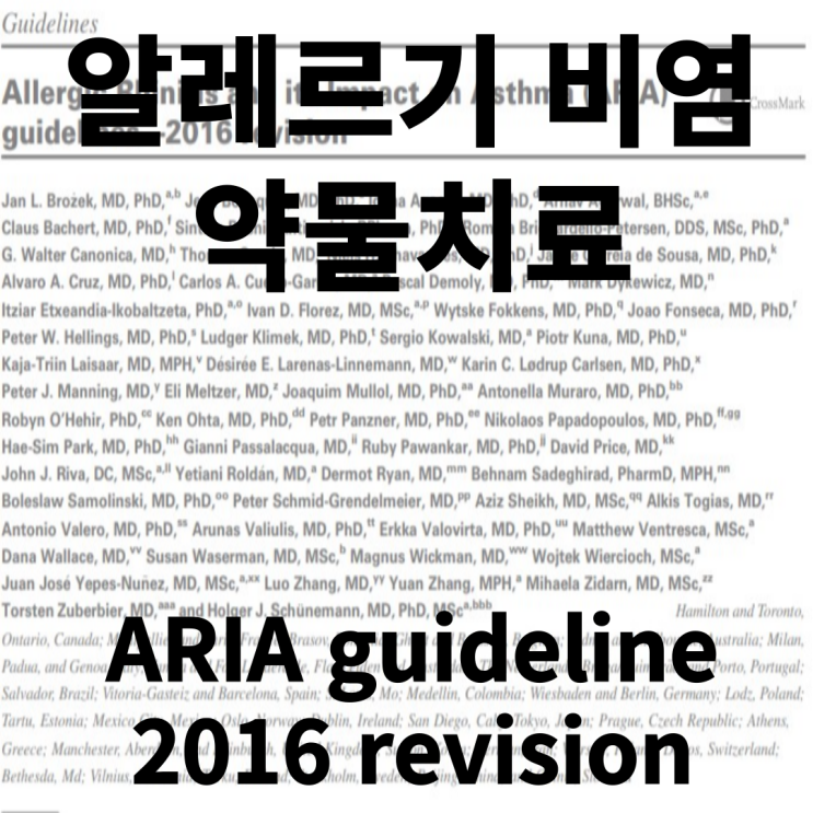 ARIA guidelines(2016 Revision) : 알레르기 비염 약물치료(경구 및 비강 항히스타민제, 항류코트리엔제 ...
