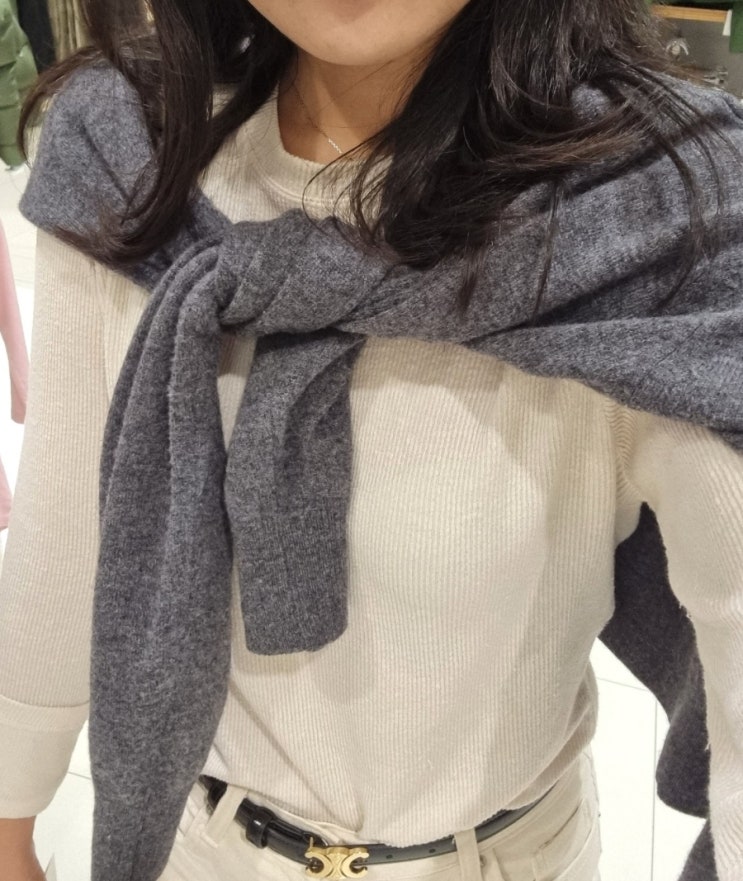 그레이 가디건 코디 Ootd 폴로 피마코튼 블레스드17 울가디건 벌키가디건 셀린느벨트 네이버 블로그