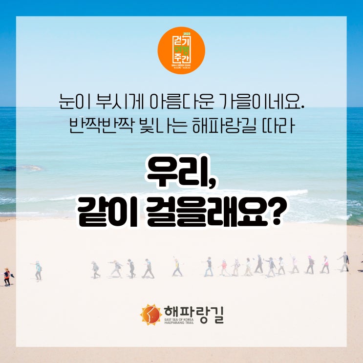 걷기여행주간 코리아둘레길을 특별하게 걷는 법 해파랑길 걷기 프로그램 네이버 블로그