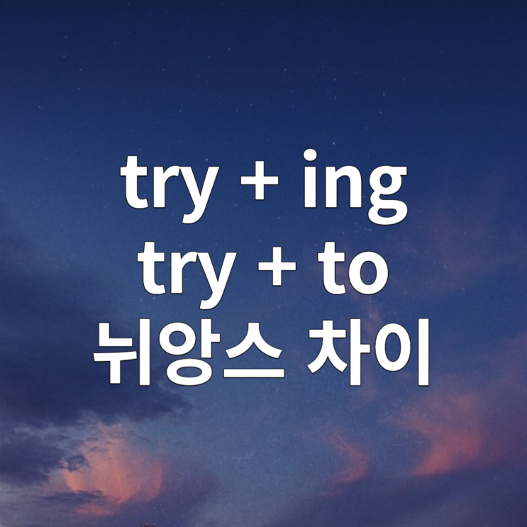 try ing / try to 차이 정리 : 네이버 블로그