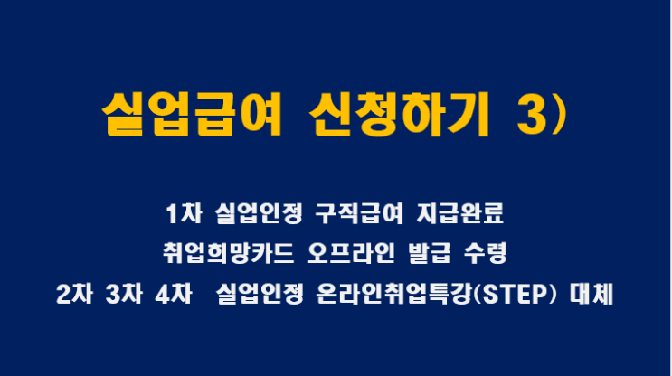 실업급여 신청하기 3 1차 실업인정 구직급여 지급완료 2차 3차 4차 실업인정 온라인취업특강step 신청방법 어플 가능