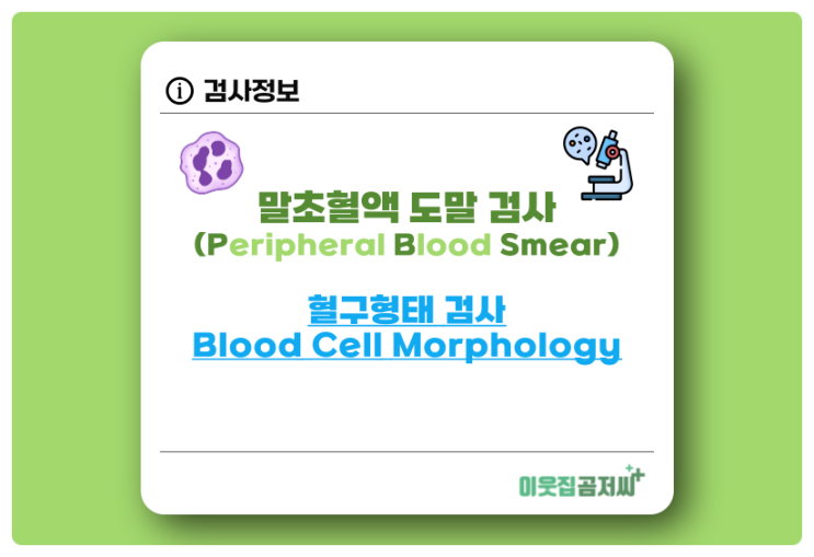 PB Smear 말초 혈액 도말 Blood Cell Morphology 혈구 형태 검사 알아보기 : 네이버 블로그