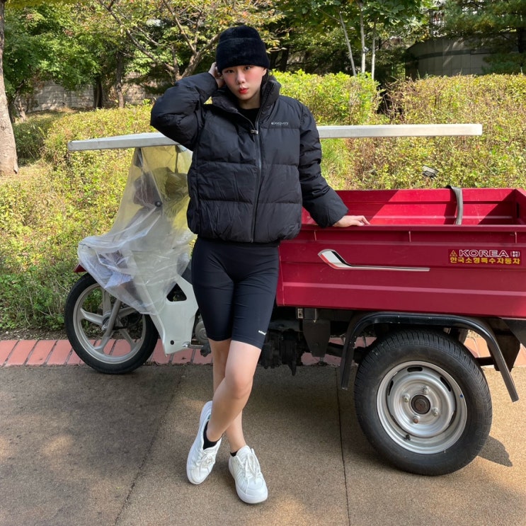 디스커버리 크롭 숏패딩 올리브 추천 사이클 싸이클 패션 옷 네이버 블로그