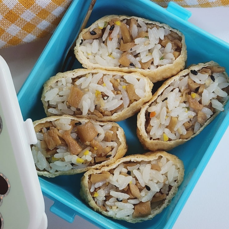 콩고기 요리 네니아 눌러만든 채식 콩고기 넣고 만든 영양만점 유부초밥 만들기 비건식단 네이버 블로그