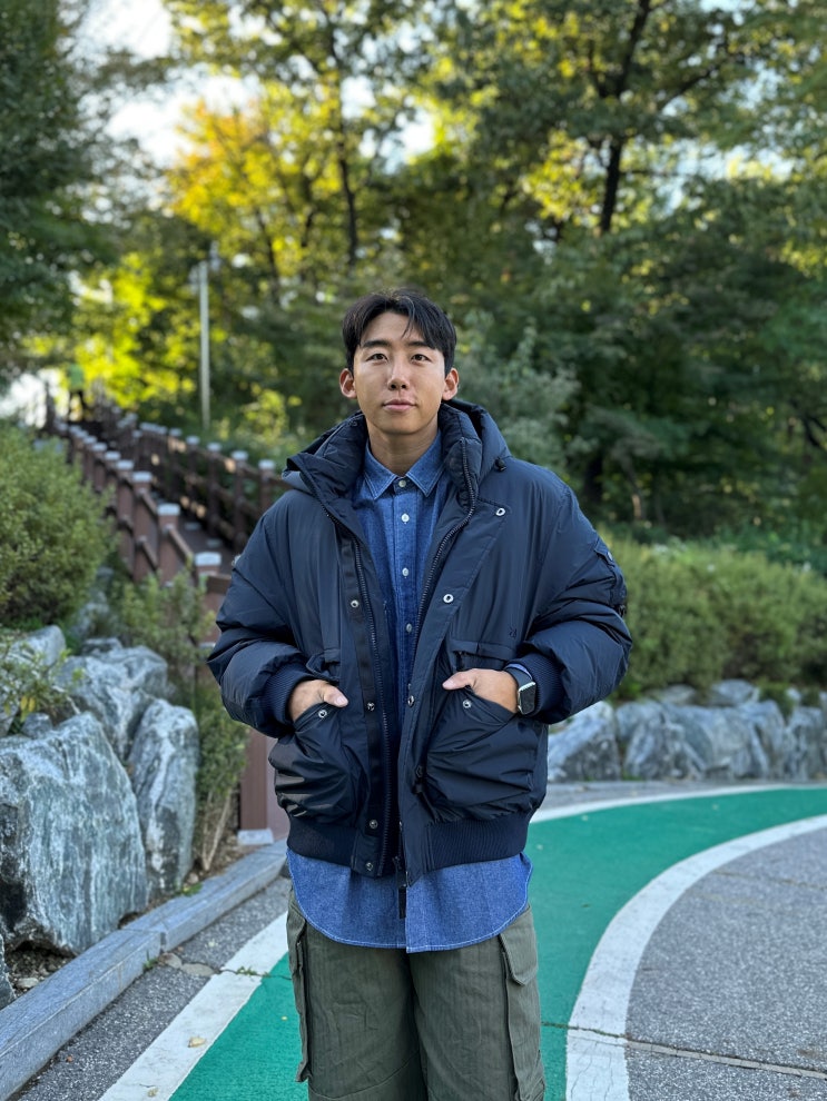 아웃도어 브랜드 다이와 스펙라이프 남자 숏패딩 아메카지룩 코디 찰떡이죠 네이버 블로그