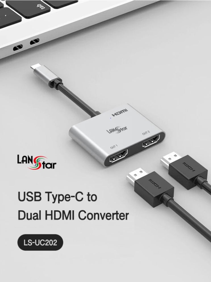 노트북 모니터 2개 연결가능한 랜스타 LS-UC202 Type C 듀얼 HDMI2.0 MST 분배 확장 컨버터 사용후기 ...
