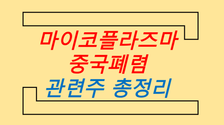 마이코플라즈마 중국 폐렴 관련주 항생제 음압병동 진단키트 네이버 블로그