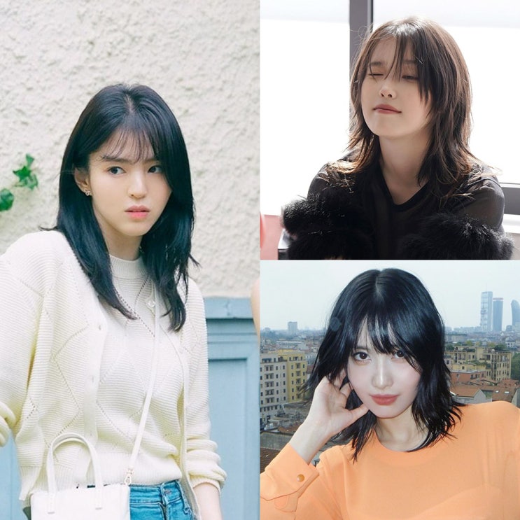 여자 연예인 중단발 헤어스타일 중단발레이어드컷 Vs 허쉬컷 네이버 블로그