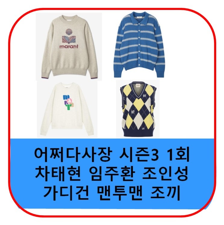 어쩌다사장 조인성 임주환 맨투맨 티셔츠 니트 가디건 차태현 조끼 베스트 옷 패션 가격 1회 정보 네이버 블로그