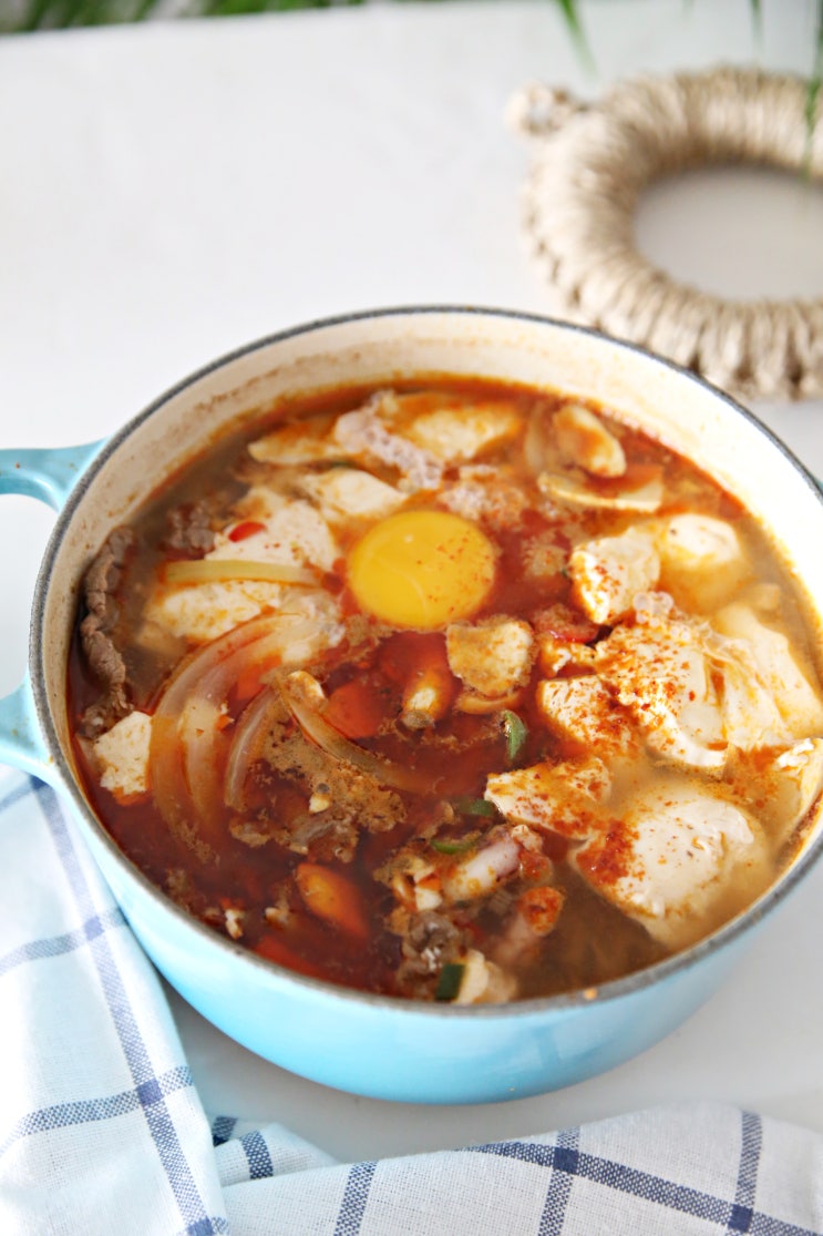 소고기 순두부찌개 끓이는 법 순두부재료 양념장 해물순두부찌개 레시피 네이버 블로그