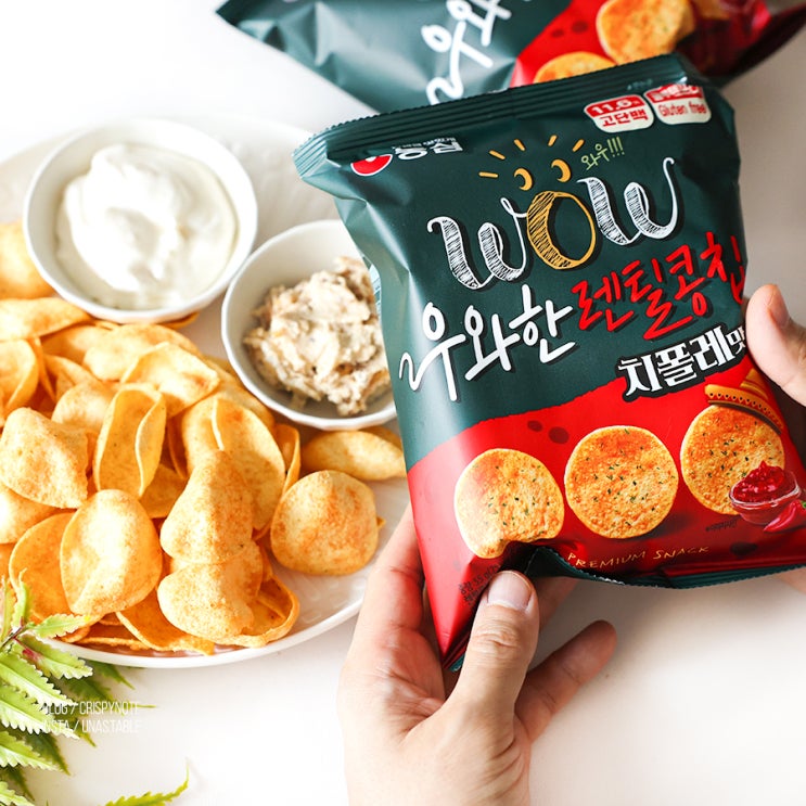64g 고단백 과자추천 농심 우와한 렌틸콩칩 치폴레맛 간식 디핑소스 만들기 네이버 블로그