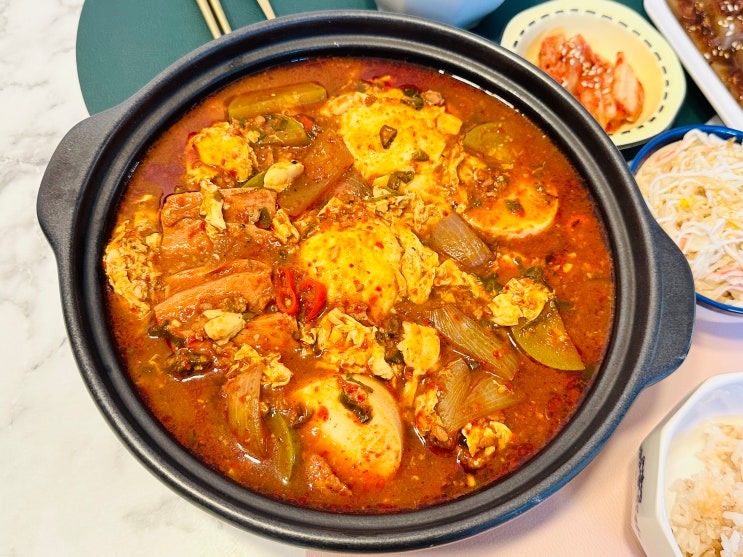 스팸 순두부찌개 끓이는 법 편스토랑 류수영 스햄순두부찌개 양념 네이버 블로그