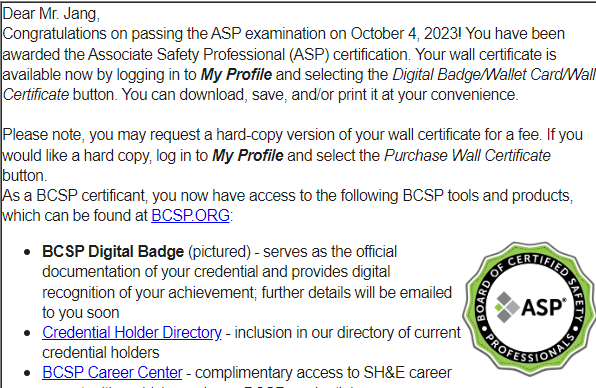 ASP (Associate Safety Professional) 시험 합격 후기 : 네이버 블로그
