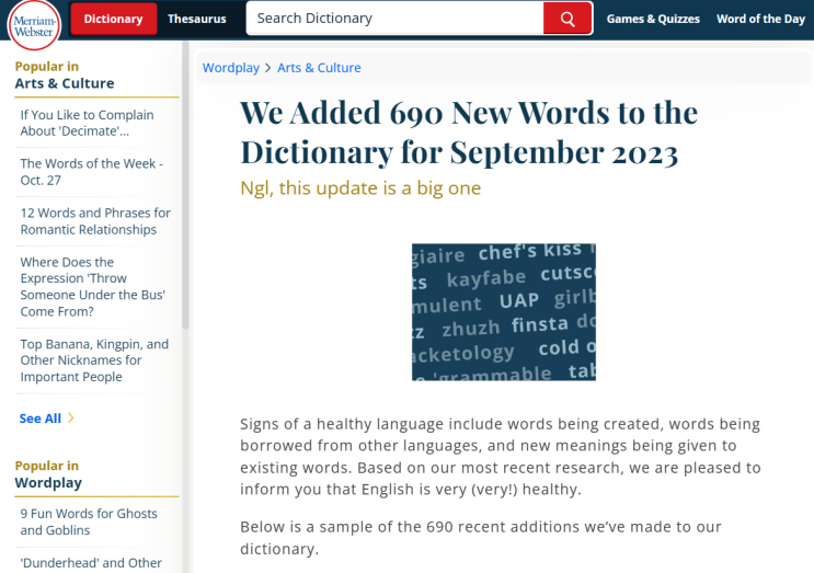 goat (ed) rizz 2023년 영영사전 등재 영어 신조어 슬랭 : 네이버 블로그