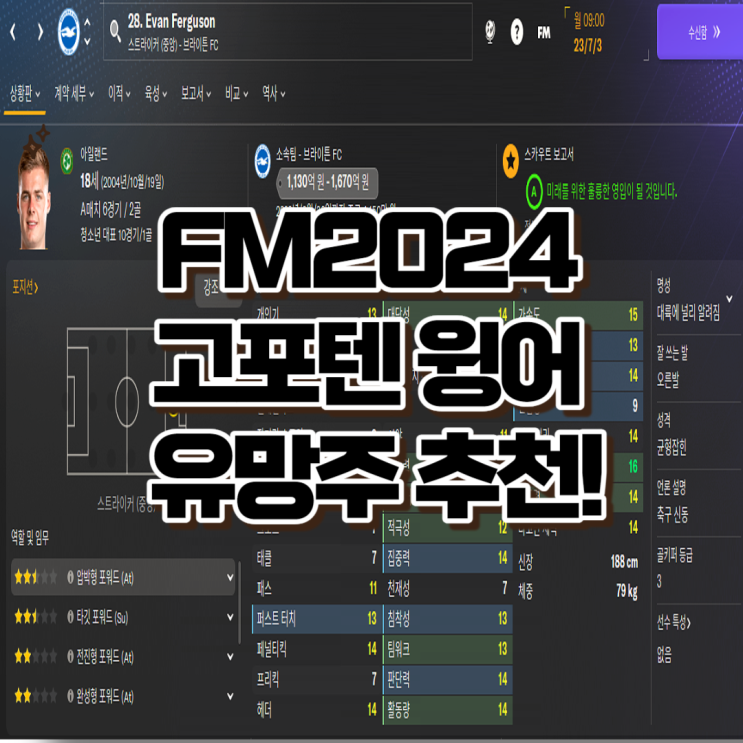 FM2024 유망주 추천 고포텐 윙어(AML, AMR) 리스트 정리! : 네이버 블로그