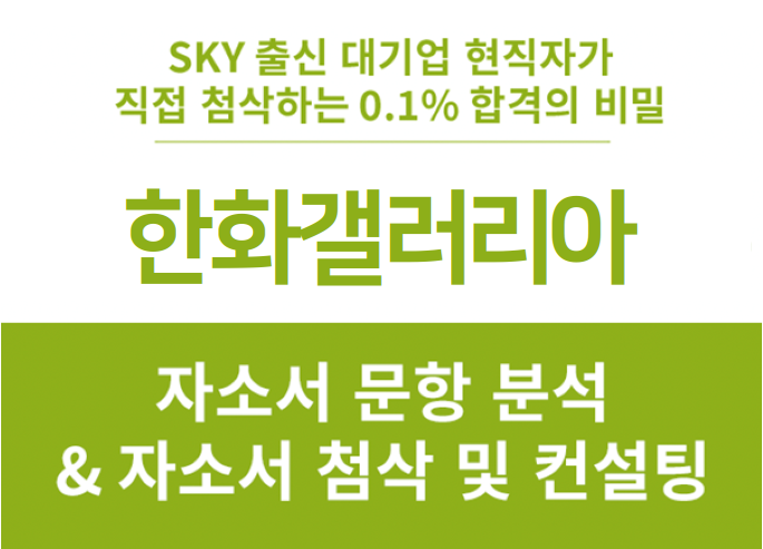 한화갤러리아 채용 백화점 하반기 신입 합격 자소서 항목 첨삭 네이버 블로그