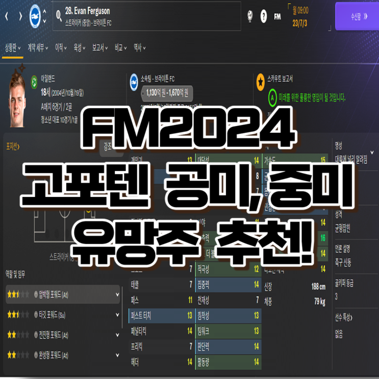 FM2024 유망주 추천 고포텐 공미, 중미(AMC, MC) 리스트 정리! : 네이버 블로그