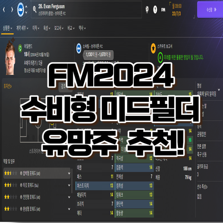 [FM2024] 수비형 미드필더 (DM) 유망주 추천 리스트 : 네이버 블로그