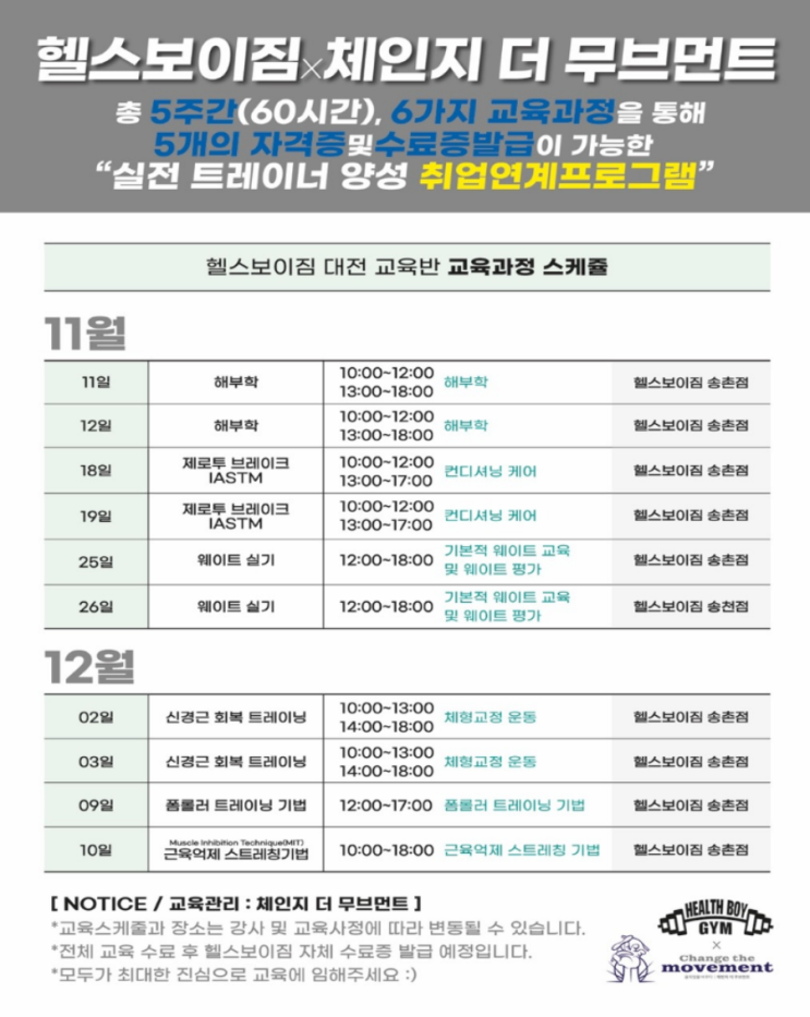 주목 헬스보이짐에만 있는 특별한 트레이너 교육이 있다 네이버 블로그