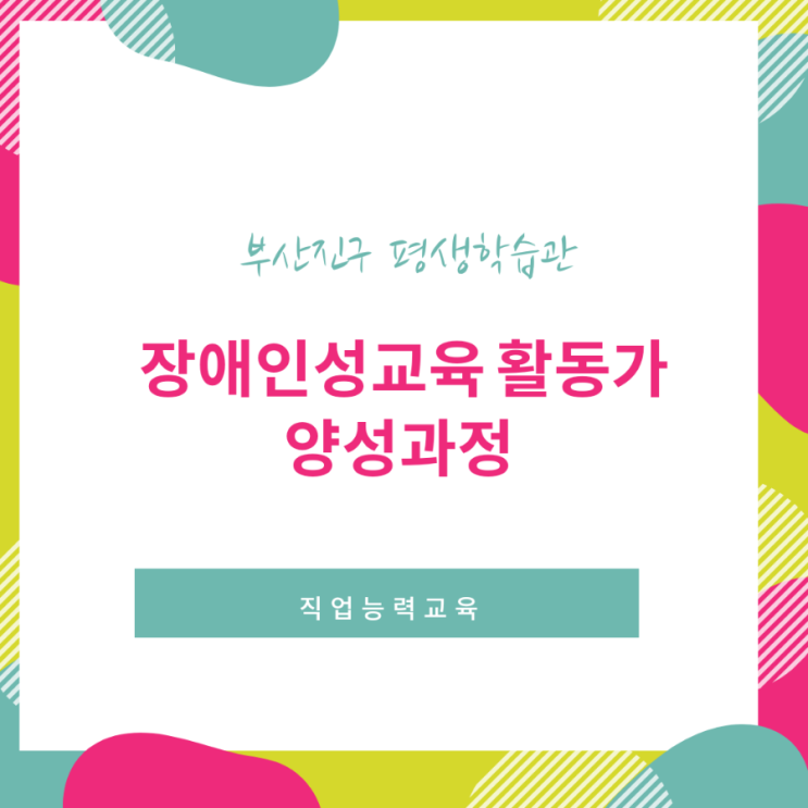 부산진구 평생학습관 직업능력교육 장애인성교육 활동가 양성과정 네이버 블로그