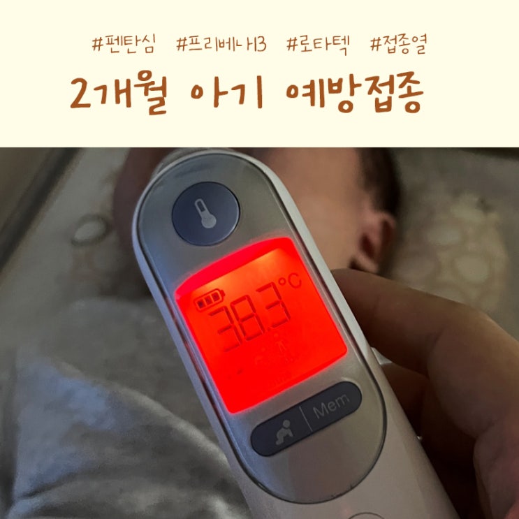 아기 생후 2개월 예방접종 Dtap펜탁심 페렴구균프리베나13 로타바이러스로타텍 접종열 콜대원 아세트아미노펜