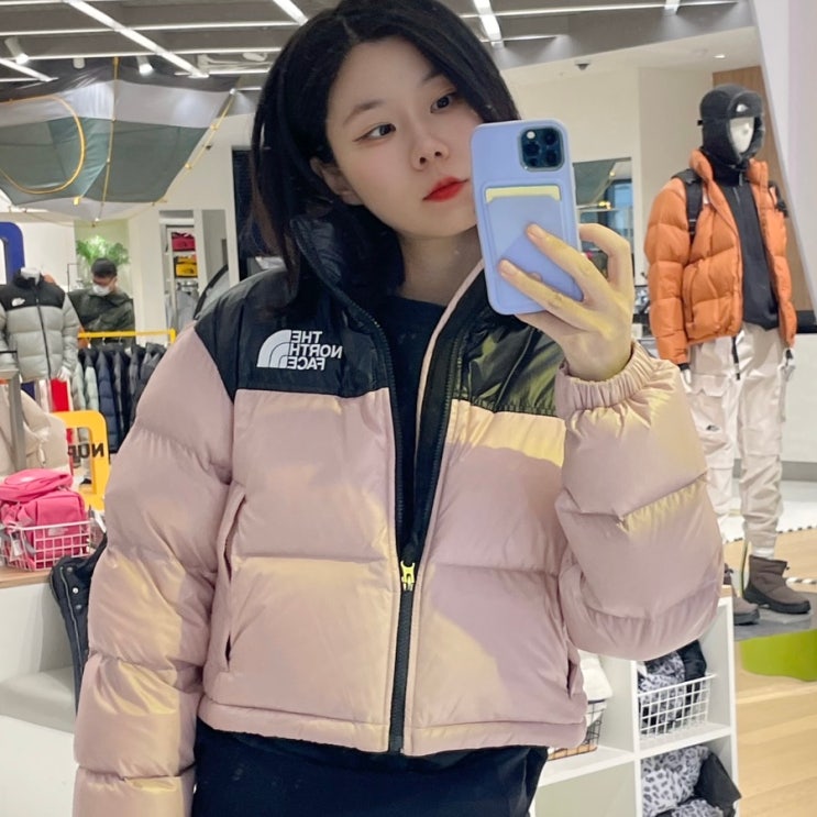 노스페이스 패딩 눕시 크롭 롱 숏패딩 후리스 뽀글이 매장 핑크 유광 후기 네이버 블로그