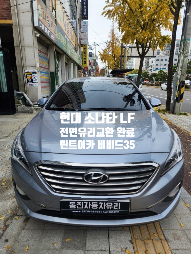 소나타 LF 전면유리교환 및 전면썬팅, 틴트어카 비비드35. 동진자동차유리, 수원차유리교환 : 네이버 블로그