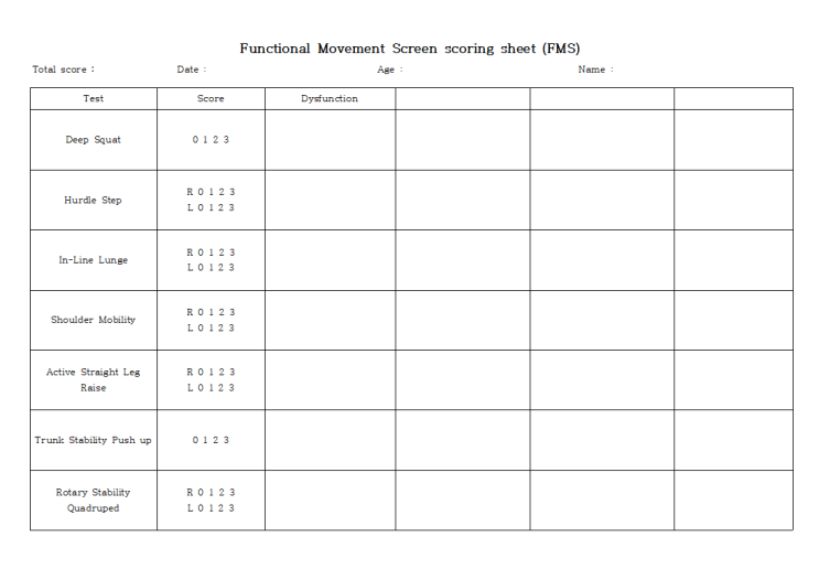 FMS(Functional Movement Screen) 기능적 움직임 검사 : 네이버 블로그