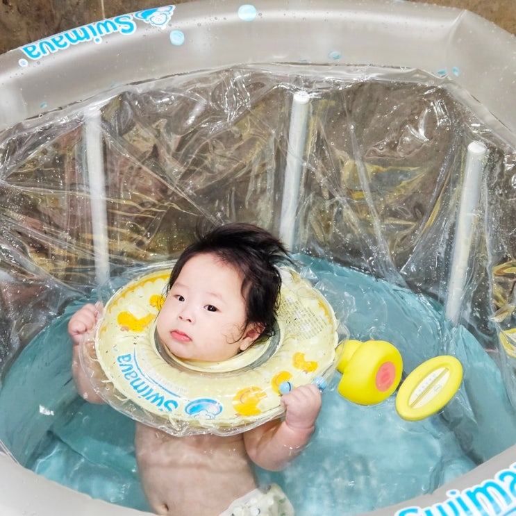 아기수영장 목튜브 사용시기 생후50일 원더윅스 기간 꿀템 네이버 블로그