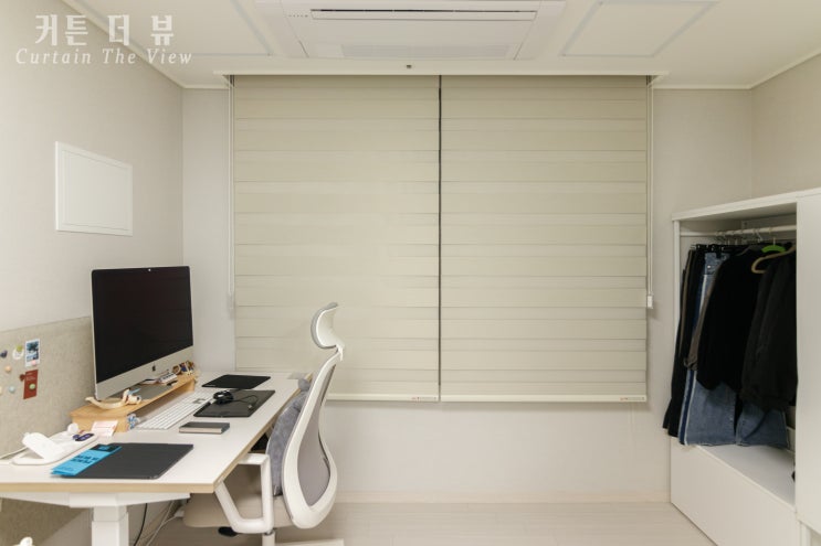 원흥커튼 오트밀 항균암막커튼 도톰쉬폰 And 모던 암막블라인드 가림타워더퍼스트 원흥푸르지오시티 원룸 이중커튼 설치후기