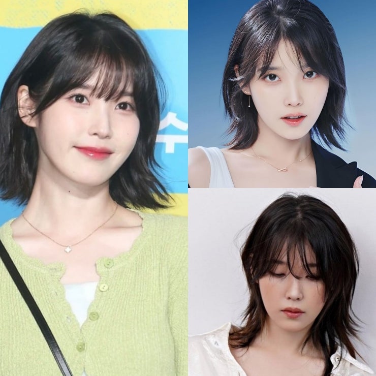아이유 단발 중단발 레이어드컷 허쉬컷 스타일 관리 : 네이버 블로그
