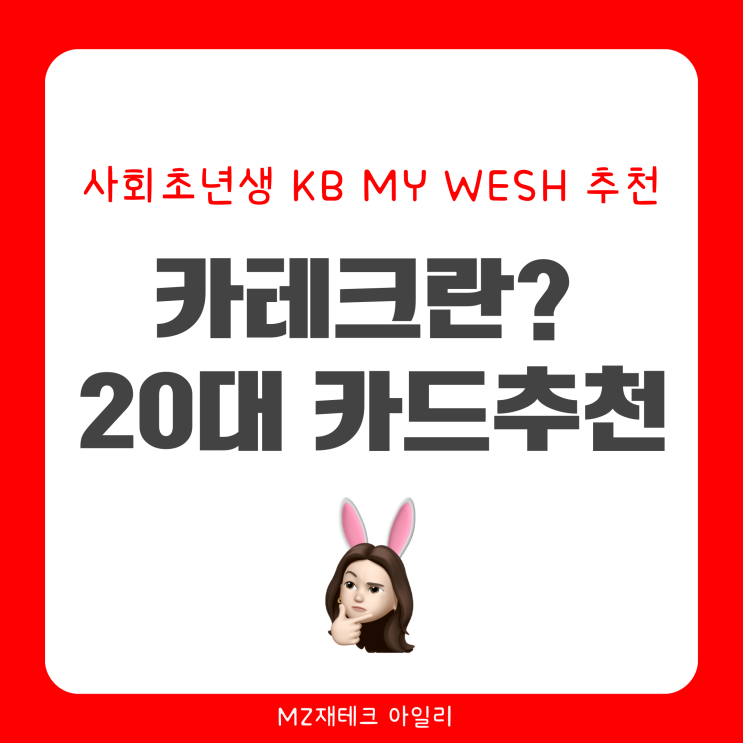 사회초년생 재테크 신용카드 발급 꿀팁 카테크 (국민카드 추천 MY WESH) : 네이버 블로그