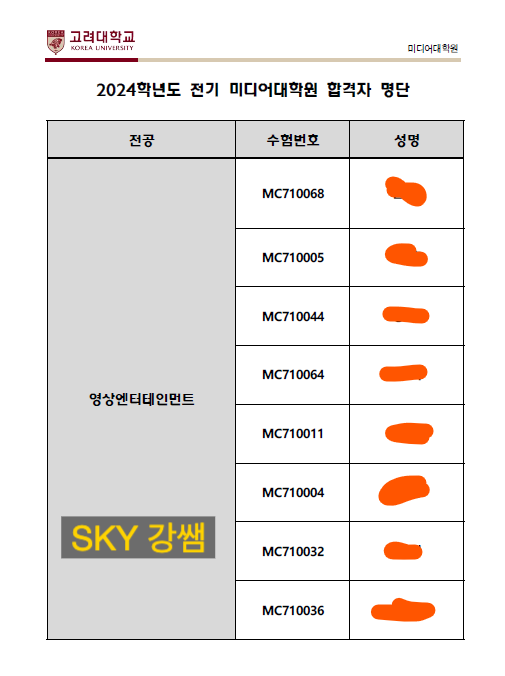고려대학교 미디어대학원 24년 전기 합격후기 및 영상엔터테인먼트 전공 준비과정 공개 네이버 블로그