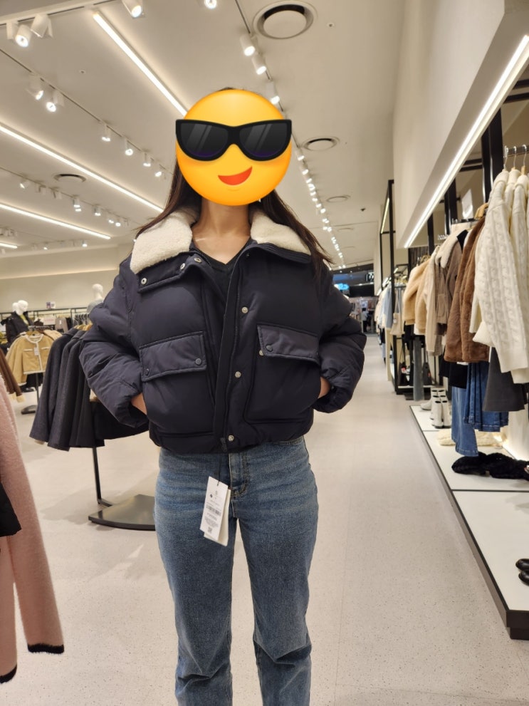 미쏘 덤블카라 크롭 패딩 착용사진 (MIWJPDW02G) : 네이버 블로그