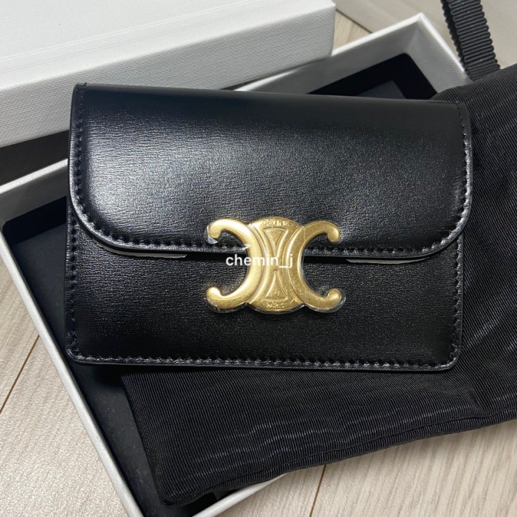 셀린느 플랩 트리옹프 카드 지갑 샤이니 카프스킨 블랙 , CELINE 지갑 : 네이버 블로그