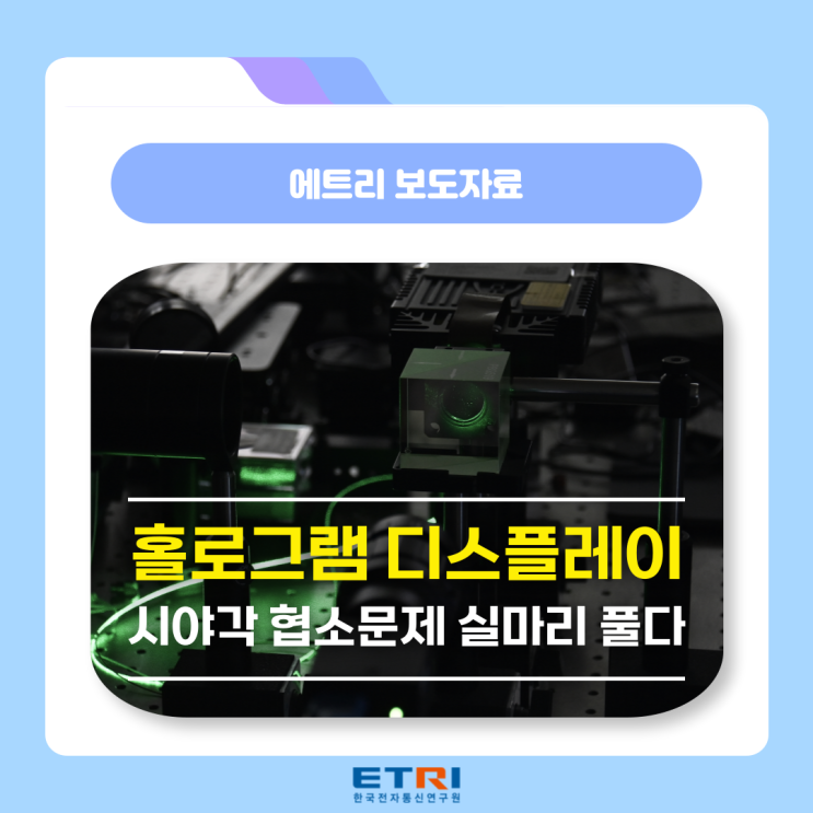 ETRI, 홀로그램 디스플레이 시야각 협소문제 실마리 풀다 : 네이버 블로그